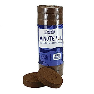 Minute Soil - Compressed Coco Coir Fiber Grow Medium - 80 MM Pucks - 10 Pack = 2.5 Gallons of Potting Soil - Indoor Container Growing: Wheatgrass, Microgreens, Flowers - Just Add Water - OMRI Organic