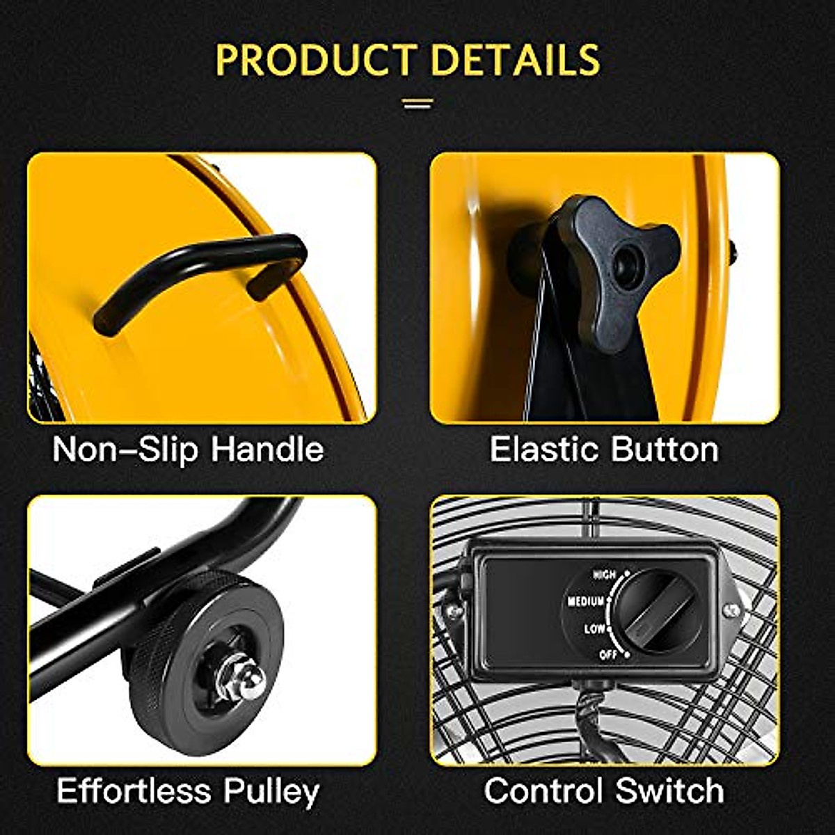 24 Inch Heavy Duty Metal Industrial Drum Fan, 3 Speed Floor Fan for Warehouse, Workshop, Factory and Basement