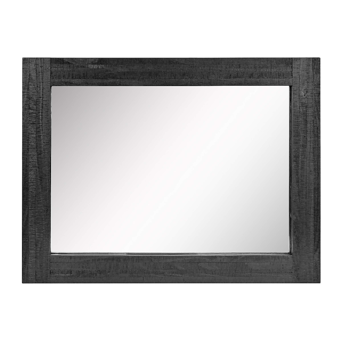 Stonebriar 24" x 18" Rectangle Black Wood Frame Wall Mirror with Attached Hanging Brackets, Decorative Country Rustic Decor for The Living Room, Bedroom, Bathroom, Hallway, and Entryway