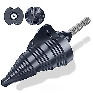 MACXCOIP UPGRADE M35 Cobalt Step Drill Bit with Ultra TiAIN Coating, 1/4" - 1-3/8" Unibit Step Bit with Double Sprial Flute, 1/4" Hex Shank Drill Bit for Metal, Stainless Steel, Aluminum, Copper, Wood