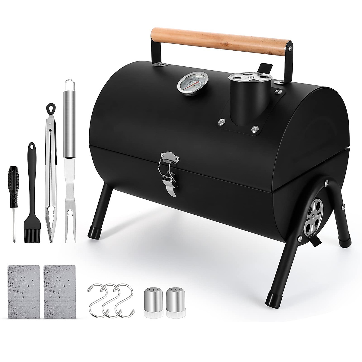 Portable Charcoal Grill Set of 12, Leonyo Tabletop Charcoal Grills, Compact Small BBQ Grill with Griddle Accessories for Outdoor Camping, Patio, Backyard, Beach, RV Traveling