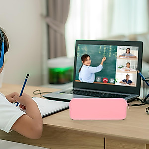 SEWACC Silicone Pencil Case, Solid Color Pencil Pouch Zipper Pencil Case Small Pencil Pouch Aesthetic Pencil Bag for Women Makeup Brush Pink