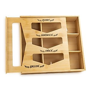 All-in-One Ziploc Bag Organizer for Kitchen Drawer | Space-Saving Storage Bag Holder | Easy Access Ziplock Organizer with Slide-Off Top | Perfect for Sandwich Bags, Quart, Snack, and Gallon Size