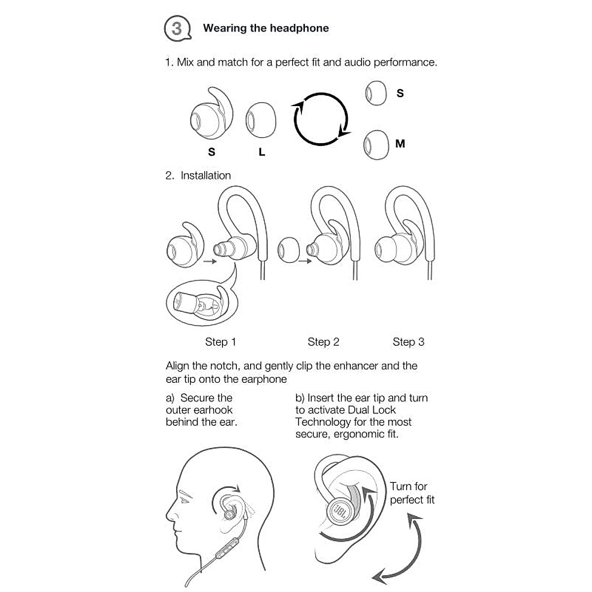 JBL Reflect Contour 2.0 - In-Ear Wireless Sport Headphone with 3-Button Mic/Remote - Black