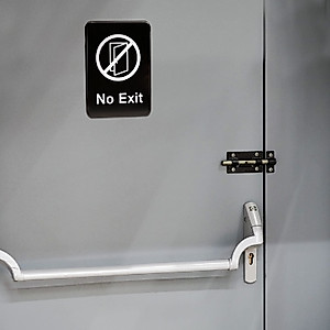 Excello Global Products No Exit Sign: Easy to Mount Informative Plastic Sign with Symbols 9" x 3", Pack of 3 (Black)