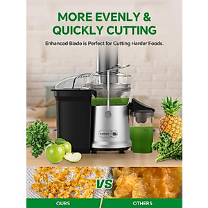 Juicer, 1200W Juicer Machine with 3" Feed Chute for Whole Fruits and Vegs, Dual Speeds Centrifugal Juice Extractor, High Juice Yield, Full Copper Motor, Easy to Clean, BPA Free
