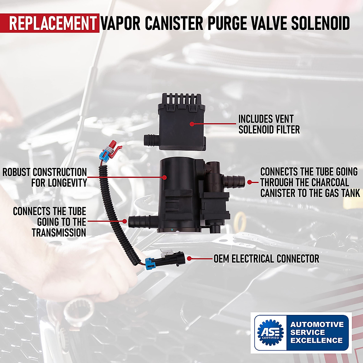 Vapor Canister Purge Valve Solenoid - Compatible with Chevrolet and GMC Vehicles - 2004-2010 - Silverado 1500, 2500 HD Classic, Sierra 2500, 3500 HD - Replaces CVS34, 911-237, 10357992, 19207763