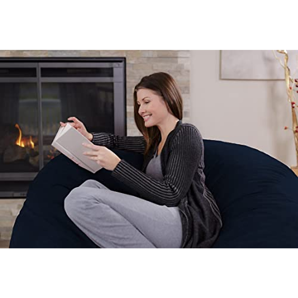 Chill Sack Bean Bag Chair: Giant 5' Memory Foam Furniture Bean Bag - Big Sofa with Soft Micro Fiber Cover - Navy