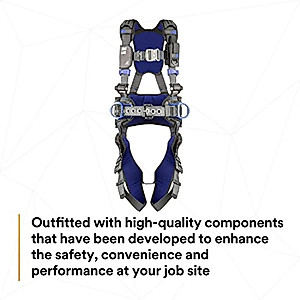 3M 1113133 DBI-SALA ExoFit X300 Comfort Construction Positioning Safety Harness, Construction Fall Protection, Aluminum Back and Hip D-Rings, Auto-Locking Quick Connect Leg and Chest Buckles, 2X