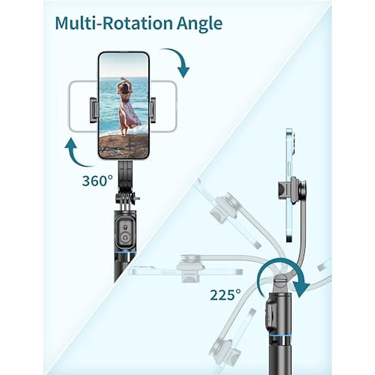 Selfie Stick, 41'' Extendable Phone Tripod Stand with Phone Holder & Detachable Remote, 360° Rotation Selfie Stick Tripod for Cell Phone Compatible with iPhone, Android, Samsung