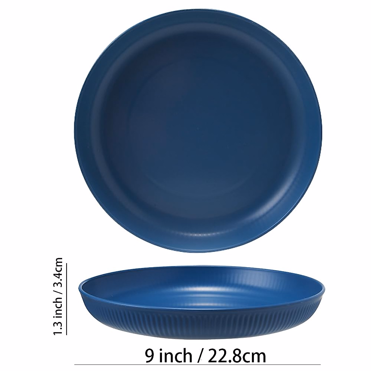 HXYPN 12 PACK 9 Inches Deep Dinner Plates Plastic Plates Reusable Unbreakable Kitchen Plate Sets Dishwasher and Microwave Safe Plates Wheat Straw Plates