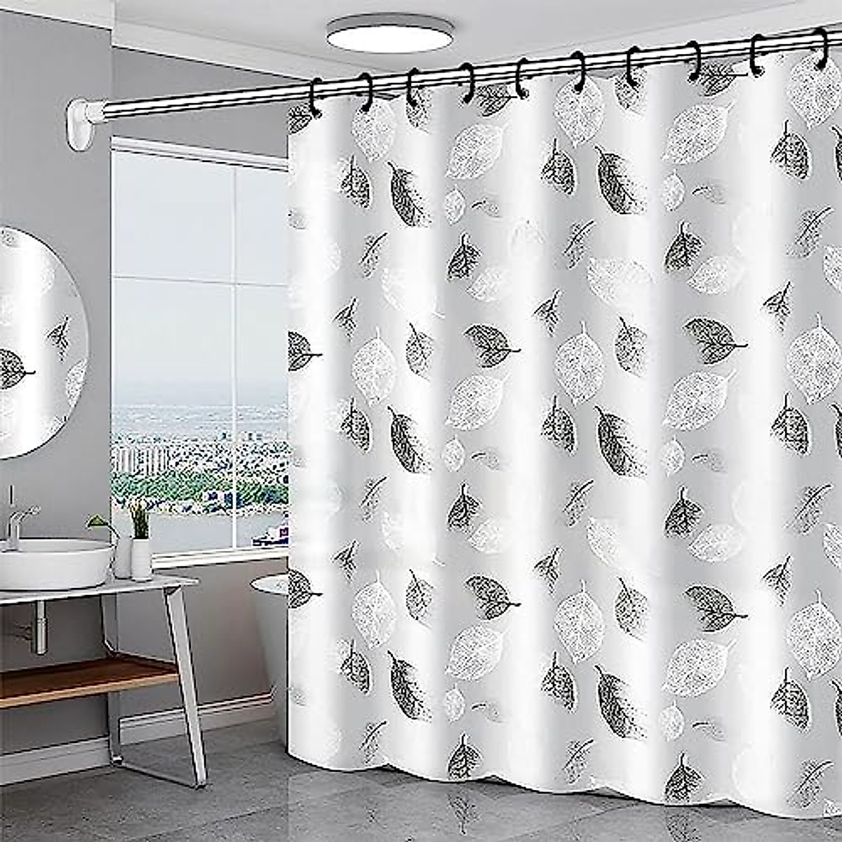 CELBERENA Shower Curtain Liner 72x80 Inchs, PEVA Bathroom Plastic Shower Curtains Waterproof Decor Farmhouse Shower Curtain Set with 12 Pack Plastic Hooks