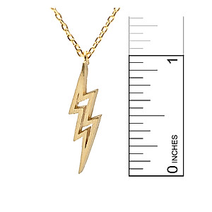 Spinningdaisy Handcrafted Brushed Metal Lightning Bolt Necklace Gold
