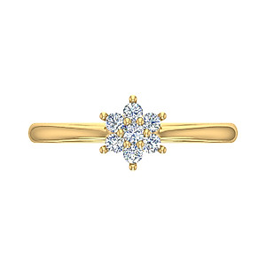 FINEROCK 0.15 Carat Prong Set Diamond Cluster Ring Band in 14K Yellow Gold (Ring Size 6)