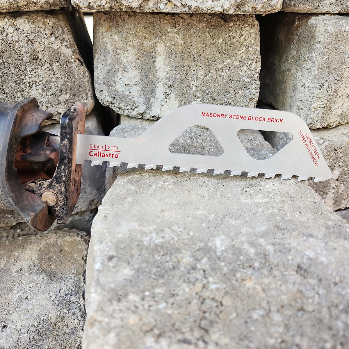 9-Inch Brick, Masonry, Aerated Concrete, Engineered Stone Cutting Reciprocating Saw Blade - Caliastro 2-Pack