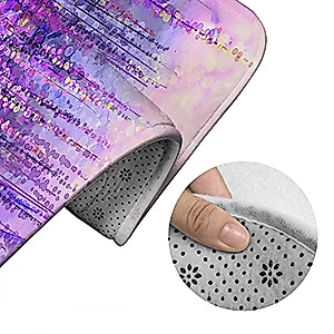 Wondertify Flowers Bathroom Antiskid Pad Spring Purple Flowers Wisteria Blossom Blurred Bokeh 3 Pieces Bathroom Rugs Set, Bath Mat+Contour+Toilet Lid Cover Violet Color