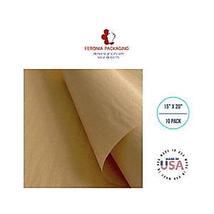 Gift Wrap Tissue Paper 10 Sheets, Premium Gift Wrap and Art Supplies for Birthdays, Holidays, or Presents by Feronia packaging, Large 15 Inch x 20 Inch Made in USA (Solid Kraft)