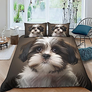 EVMILA Cute Puppy Comforter Covers Duvet Cover Quilt Cover for Boys Girls 3D Printed Dogs Bedding Set with Zipper Closure Soft Microfiber with Pillow Cases 3 Pieces Queen（228x228cm）