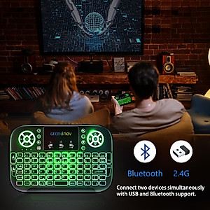 GECENinov Mini Wireless Touchpad Keyboard, Portable , 7 Colors RGB Backlit , 2.4G Rechargeable Remote Controller Mouse Combo, Compatible with PC, Laptops, Smart TVs, Gaming