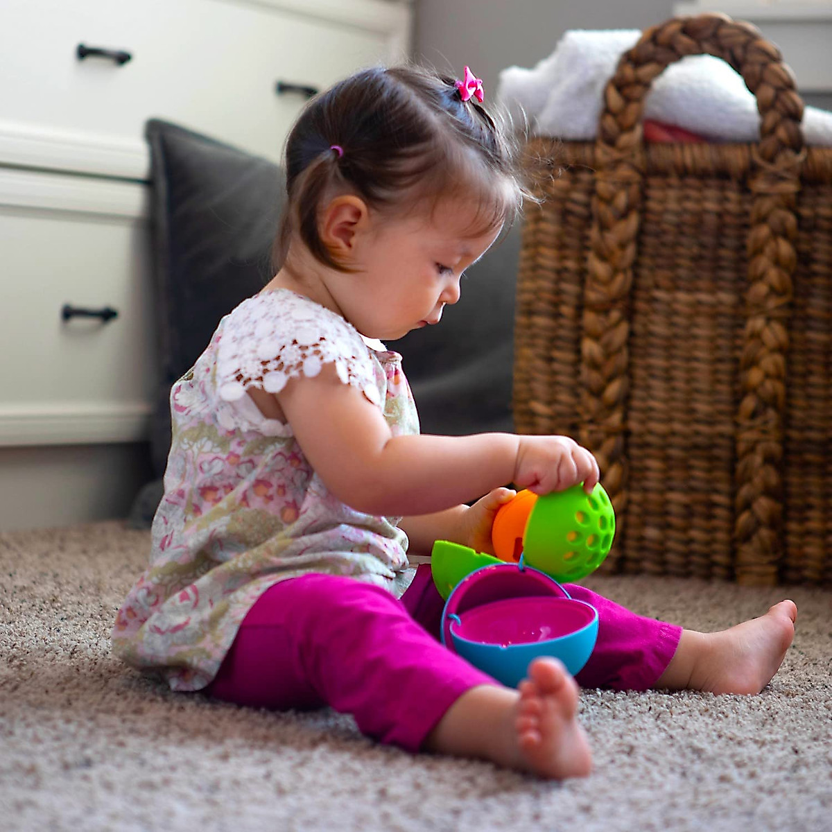 Fat Brain Toys Lil Dimpl Keychain - Orange - Popping Fidget Toy for Kids & Adults