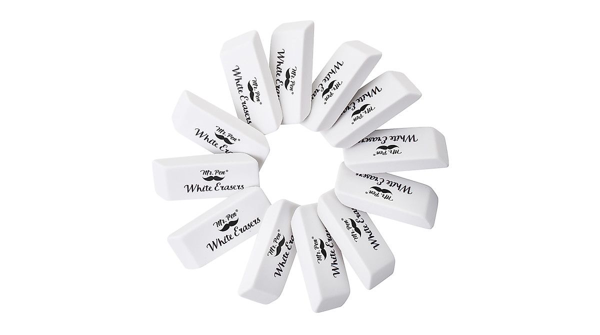 Mr. Pen Erasers Pack - 12 Premium White Latex-Free Erasers