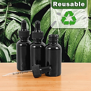 Zetta Glass Company 1 oz Black Brilliance: Precision And Elegance Tincture Bottles With Measured Dropper