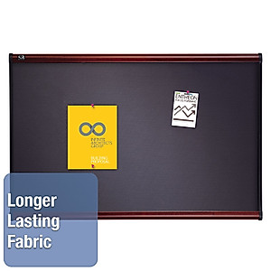 Quartet Prestige Grey Diamond Mesh Fabric Bulletin Board, 4 x 3 Feet, Mahogany Finish Frame (B444M)