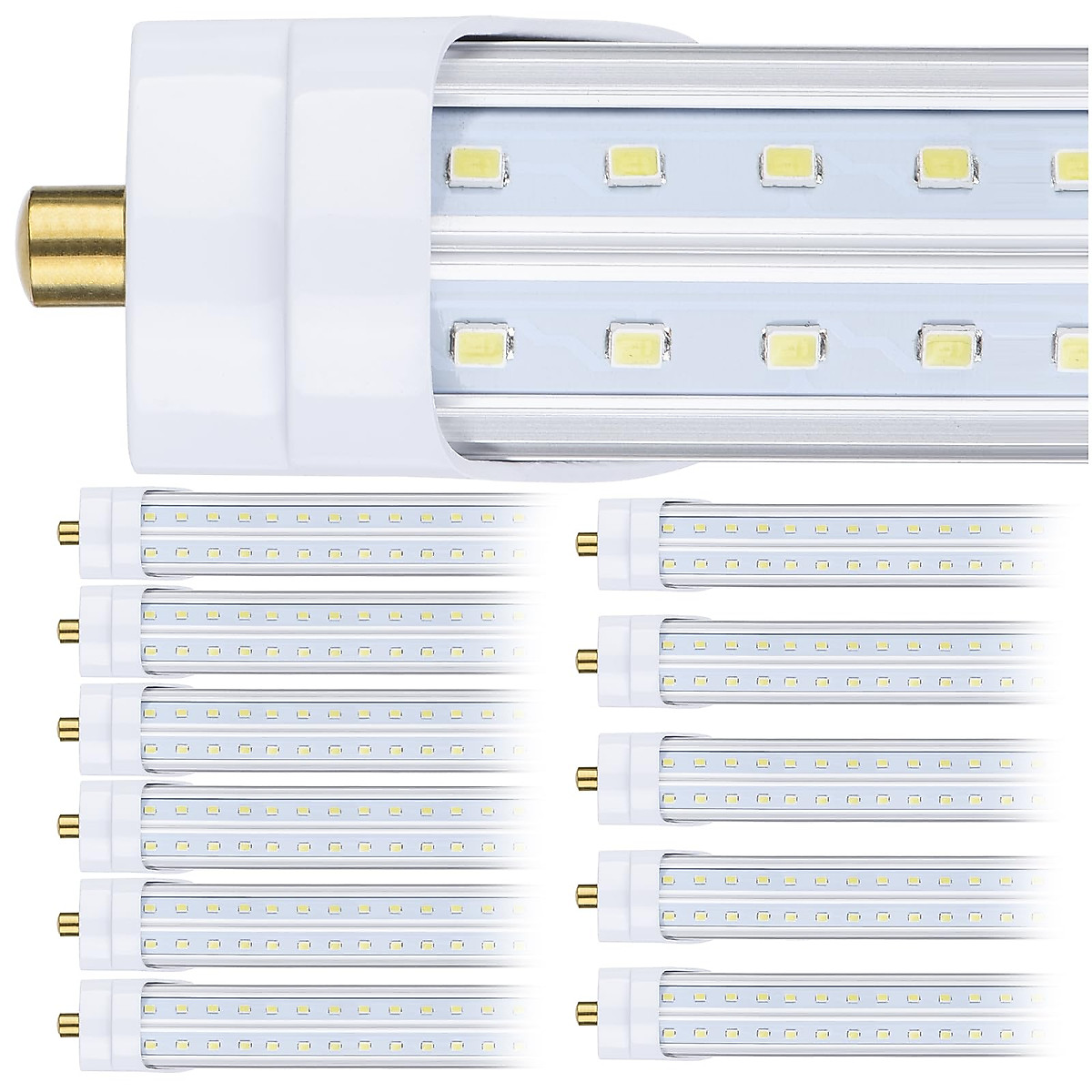 8FT LED Shop Light Fixture - 150W 19000LM, 5000K-5700K Daylight, 96'' T8 Integrated V Shape Fluorescent Tube Lights, High Output Bulbs for Garage Warehouse Workshop,Linkable Plug and Play (Pack-10pcs)