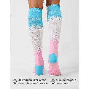 FITRELL 3 Pairs Compression Socks for Women and Men 20-30mmHg- Support Socks for Travel, Running, Nurse, Medical, Bliss Cream, S/M