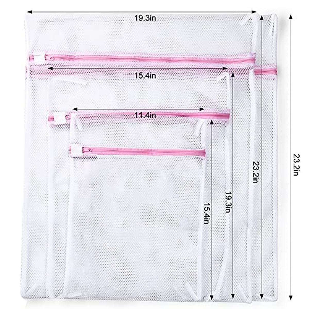 Mesh Laundry Bags,Wayzton Delicates Laundry Bags for Lingerie and Underwear with Durable Zipper, Mesh Wash Bags for Clothing Washing, Travel Storage Bags 4 PCS