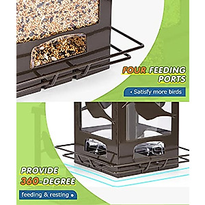 BOLITE 18034 Bird Feeder, Panorama Bird Feeder Single-Deck Lantern 8inch Tall Bird Feeder for Garden Yard Decoration, Bronze, 2lb
