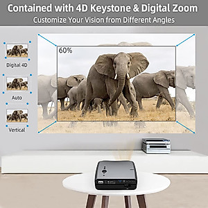 Native 1080P 2.4/5G WiFi Bluetooth Projector, 10000LM Ultra HD Outdoor Movie Projector Wireless iOS/Android Sync Screen & Zoom, 4K Home Theater Video Projector with HDMI/USB for Laptop DVD TV Stick PC