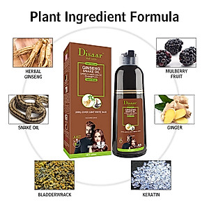DISAAR Beauty Speedy Hair Color Shampoo 100% Cover Gray White Hair Easy To Use Long Lasting 400ml/13.53fl.oz (Natural Brown)