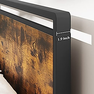 Amyove Queen Bed Frame with 4 Storage Drawers and Headboard, Metal Platform Bed with Large Storage Space, No Box Spring Needed, Noise Free, Rustic Brown (Queen)