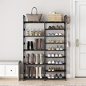WOWLIVE 9 Tiers Shoe Rack Shoe Storage Shoe Organizer 30-35 Pairs Shoe Tower Unit Shelf Durable Metal Pipes with Plastic Connectors Stackable Cabinet Black(SSS2B9)