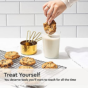 Gold Measuring Cups and Spoons Set - Stackable, Stylish, Sturdy 8-Piece Gold Measuring Cups and Gold Measuring Spoons Set - Cute Measuring Cup Set, Gold Kitchen Accessories, Gold Kitchen Utensils