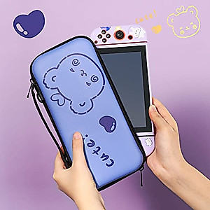 Weewooday Rabbit Protective Case and Carrying Case, Soft Slim Case Cover for Console and Controllers, Hard Shell Travel Carrying Bag with 12 Game Card Slots (Compatible with Switch)
