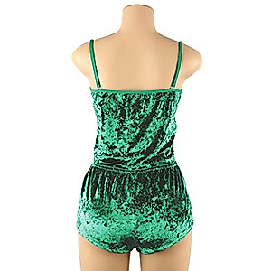 Black Lingerie for Women, Sexy Stockings Women Lingerie Thigh High Stockings with Garter Belt Set Lengerie New Deep V Lingerie Velvet Camisole Bow Shorts Set Bra Underwear Plus (3XL, Green)