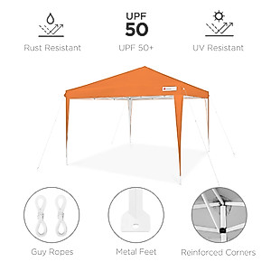 Best Choice Products 10x10ft Pop Up Canopy Outdoor Portable Folding Instant Lightweight Gazebo Shade Tent w/Adjustable Height, Wind Vent, Carrying Bag - Orange
