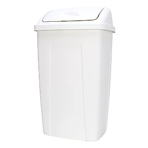 AYOYZ 13 Gallon Trash Can, Plastic Swing Top Kitchen Trash Can, White