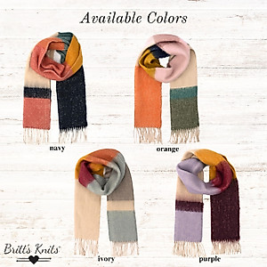 Britt's Knits Barcelona Blanket Scarf Winter Wrap Warm Knit Oversized Twist Fringe Scarf Cozy Scarf for Women - Orange