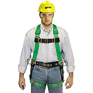 Honeywell Miller by Honeywell P950FD-77/UGN DuraFlex Python Full-Body Harnesses with Removable Waist Belt and Front/Side D-Rings, Universal, Green