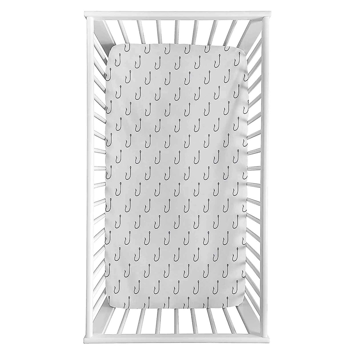 Lyzelre Ocean Fitted Crib Sheet,Sealife Nautical Anchor Fish and Hook Sealife Deep Waters Sketchy Image Artwork Microfiber Silky Soft Toddler Mattress Sheet Fitted,28"x 52"x 8'' for Boys Girls