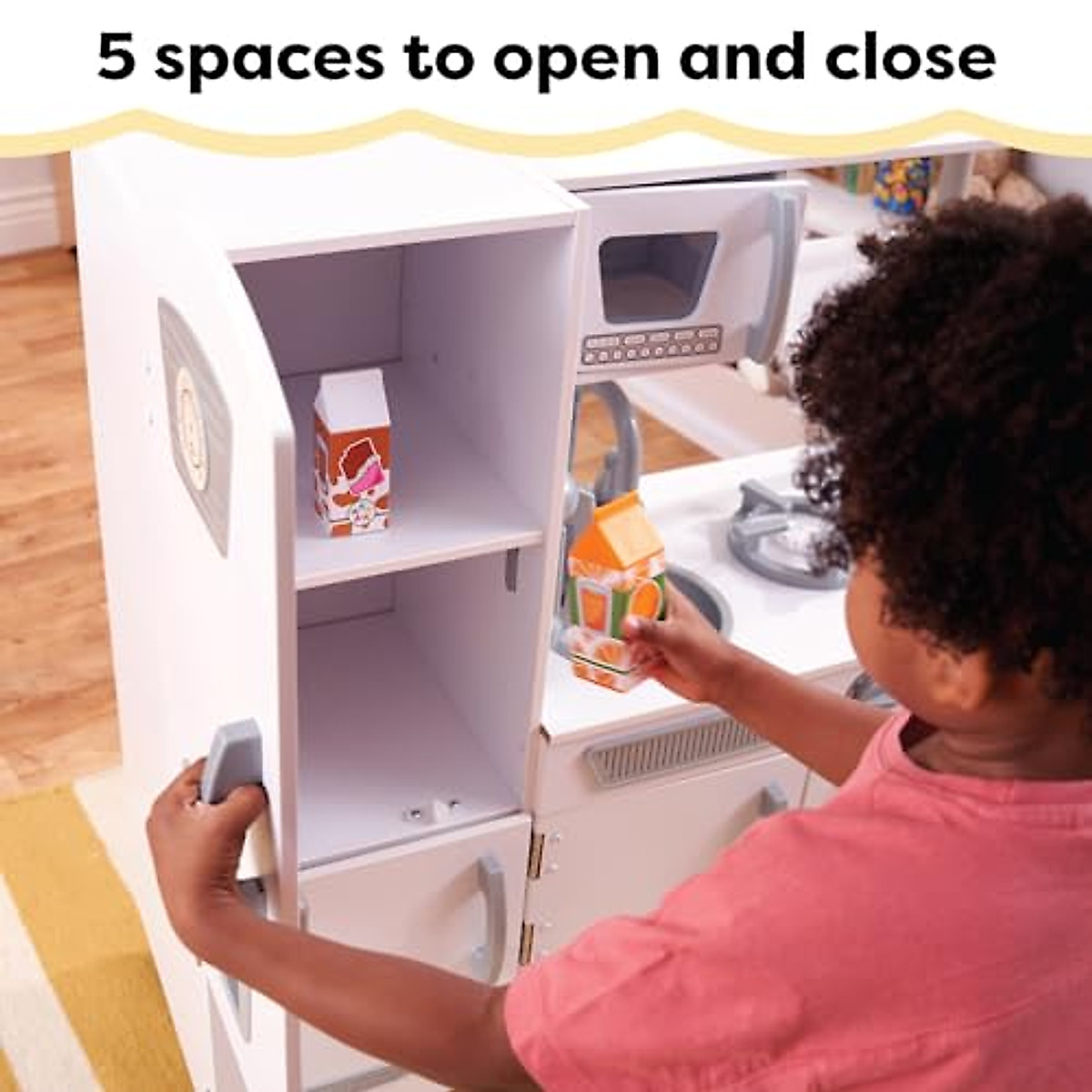 KidKraft Vintage Wooden Play Kitchen with Pretend Ice Maker and Play Phone, White