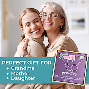 KEDRIAN Generations Necklace, 925 Sterling Silver 3 Generations Necklace, Best Grandma Gifts, Gigi Gifts for Grandma Necklace, Granddaughter Gifts From Grandma Birthday Gift, Great Grandmother Gifts