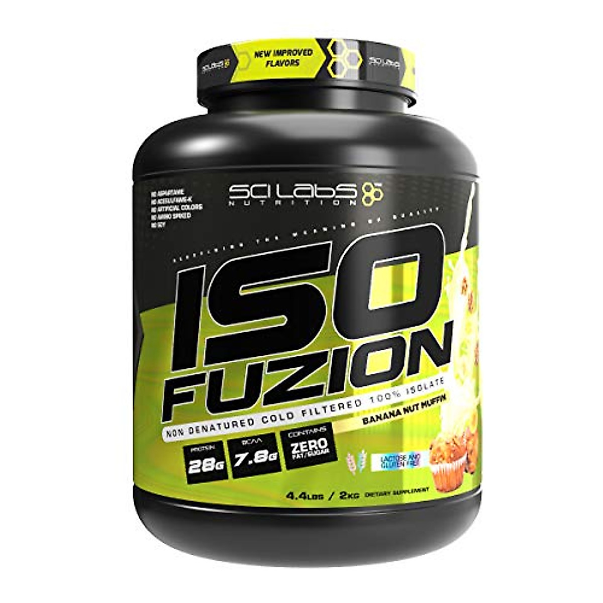 Iso Fuzion 100% Whey Isolate by Scilabs Nutrition | 28g Non Denatured Protein Powder, Banana Nut Muffin Flavor, 4.4lb