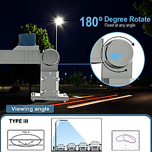 LEDMyplace 300W/240W/200W Adjustable LED Parking Lot Lights with Photocell Dusk to Down Shoebox Lighting 5700K, 39900LM, 120-277V Outdoor Security Commercial Pole Lights for Stadium, Roadways, Street