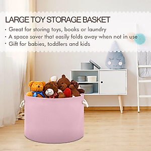 Kigai Pink Solid Color Cotton Rope Basket Large Round Baby Laundry Basket Toy Blanket Books Storage Bin