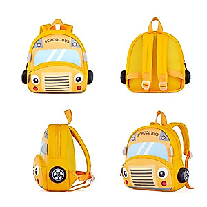 KK CRAFTS Preschool Backpack Toddler Neoprene Animal Schoolbag Lunch backpack for Kids Boys Girls(School Bus)