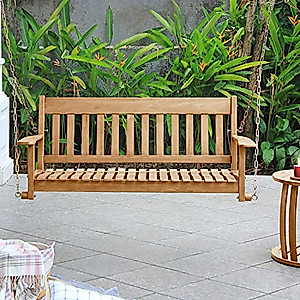 Cambridge Casual Teak Wood Porch Swing, Teak Frame, Bentley